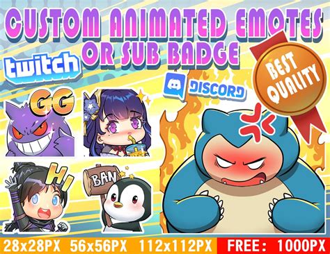 Custom Animated Emotes Twitch Animated Emotes Pack Discord Emotes