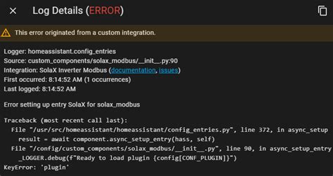 Error On 2022 12 4 Keyerror Plugin · Issue 246 · Wills106 Homeassistant Solax Modbus · Github