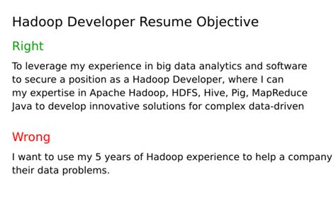 Top 16 Hadoop Developer Resume Objective Examples