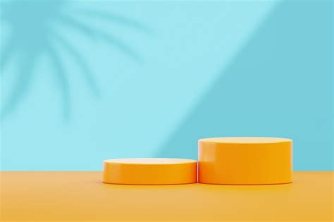 프레젠테이션 모의 3d 배경을 위한 코코넛 나무 그림자 열대 햇빛 받침대 제품 디스플레이 자연 플랫폼이 있는 여름 연단 판매 무료 사진