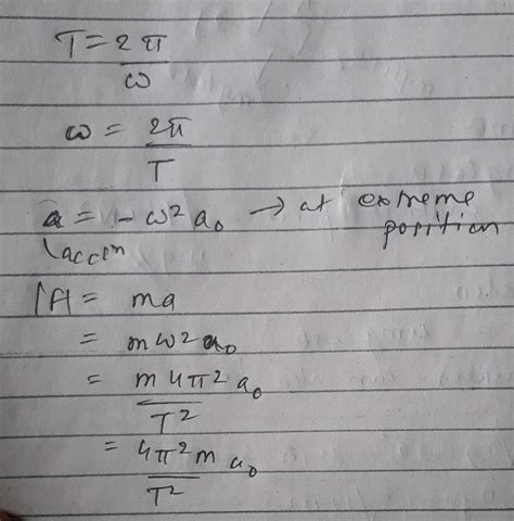 L X To X A A Particle Of Mass M Is Executing SHM Of Time Period T And Amplitude A