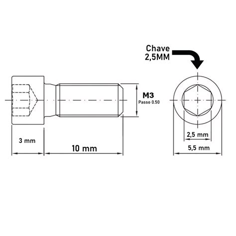 Parafuso Sextavado Interno Allen Cilindrica Aço Liga 129 Ma 3 X 10 Din