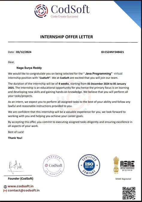 Thrilled To Share That I Have Been Selected For A Virtual Java Programming Internship At