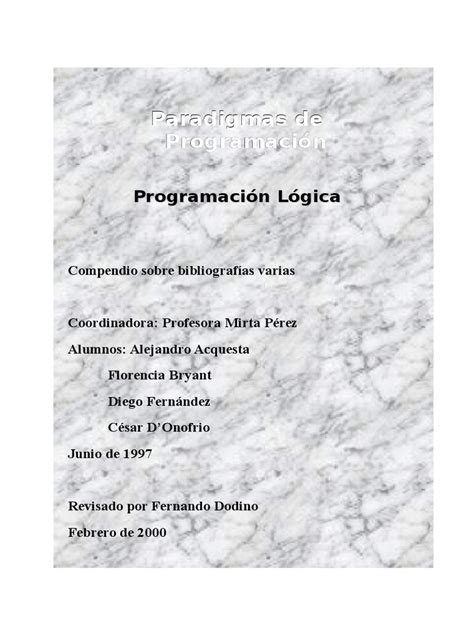 Prolog Apunte Pdf Lenguaje De Programación Lógica De Primer Orden