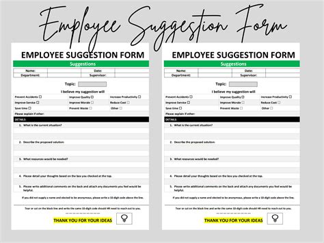 Employee Suggestion Box Form Suggestion And Feedback Box Cards Hr Relations Culture Engagement