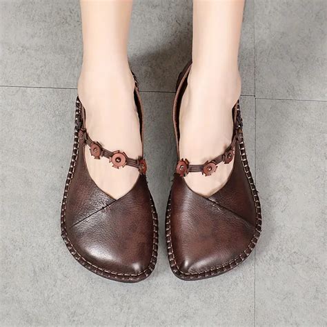 여성용 단색 플랫 슈즈 폐쇄형 발가락 신발 패션 슬립 복고풍 편안한 신발 Temu Republic Of Korea