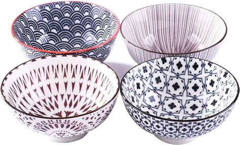 Bosili Ceramic Rice Bowls Set Of 4 106oz Japanese Style