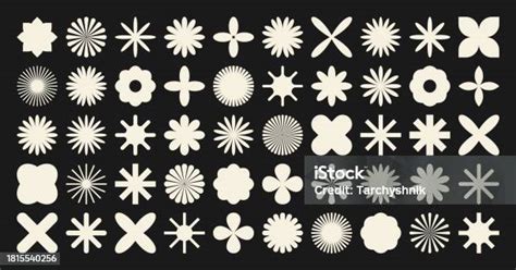 잔인한 기하학적 모양 기호 간단한 기본 요소 및 형태 바우하우스 복고풍 디자인 트렌디한 컨템포러리 미니멀리즘 스타일 벡터 그림 0명에 대한 스톡 벡터 아트 및 기타 이미지