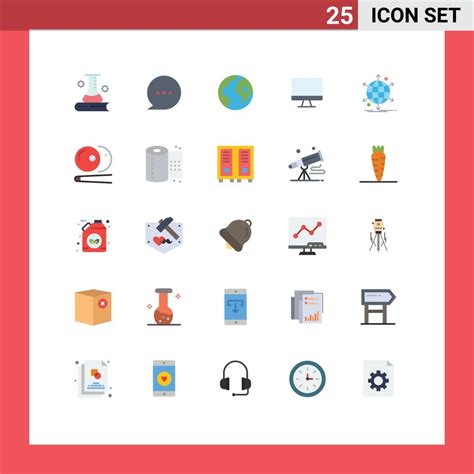 Stock Vector Icon Pack Of 25 Line Signs And Symbols For Net Business Earth Hardware Monitor