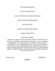 EET U LAB NASIA TURNER Unit Lab Assignment Unit Lab Assignment Course EET