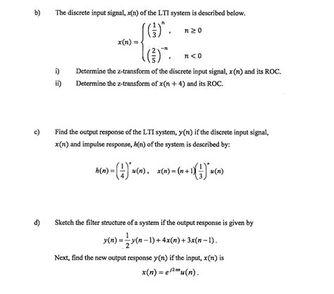 Solved B C D The Discrete Input Signal Xn Of The Lti