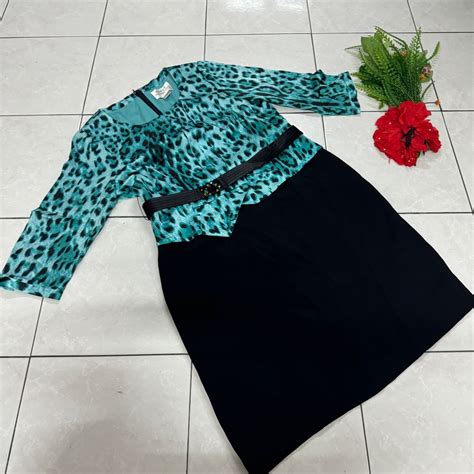 Fanny Collection Blue Leapoard Pattern Plus Size Dress Vintage Dinner