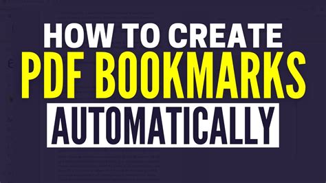 how to create bookmarks in pdf automatically youtube