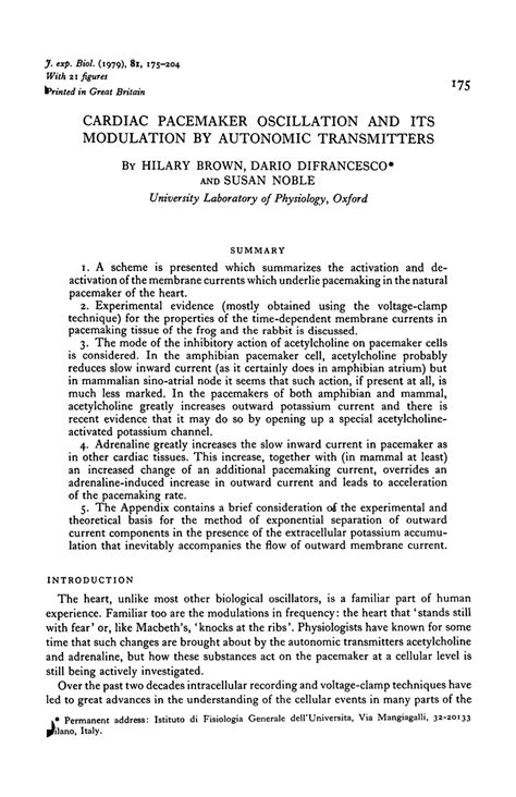 Cardiac Pacemaker Oscillation And Its Modulation By Autonomic Transmitters Docslib