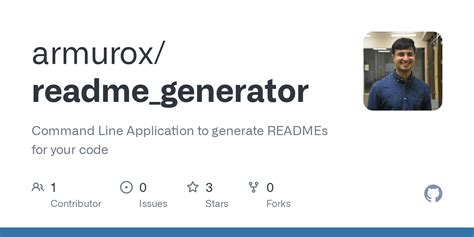 Github Armuroxreadmegenerator Command Line Application To Generate