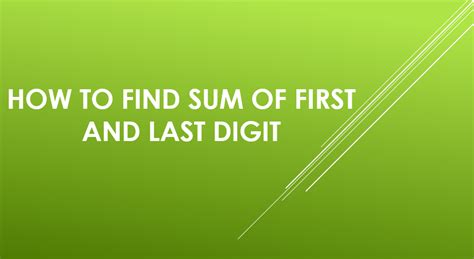 How To Find Sum Of First And Last Digit Programming Funcodepro