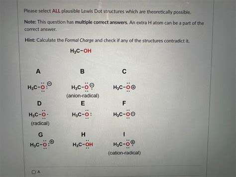 Please Select All Plausible Lewis Dot Structures