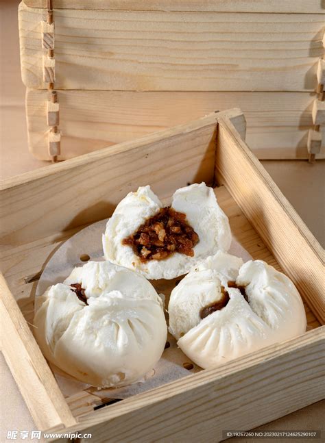 蜜汁叉烧包摄影图 传统美食 餐饮美食 摄影图库 昵图网
