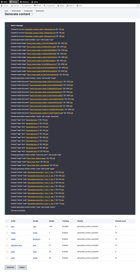 Generated Content Drupal Org