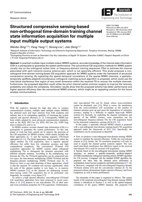 Pdf Structured Compressive Sensing Based Non Orthogonal Time Domain