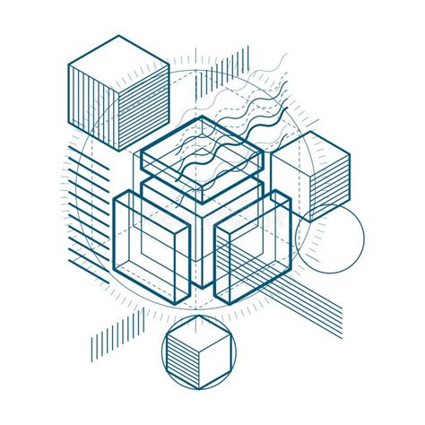 Isometric Abstract Background With Linear Dimensional Shapes Vector 3d Mesh Elements