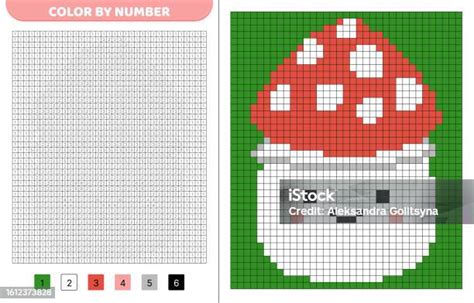 아마니타 스퀴시멜로 숫자로 색칠하기 픽셀 색칠하기 책 번호가 매겨진 사각형 아이들을 위한 게임 벡터 광대버섯속에 대한 스톡 벡터 아트 및 기타 이미지 Istock