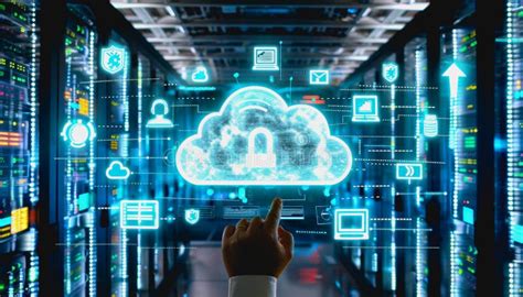 Person Interacting With Futuristic Cloud Interface Surrounded By
