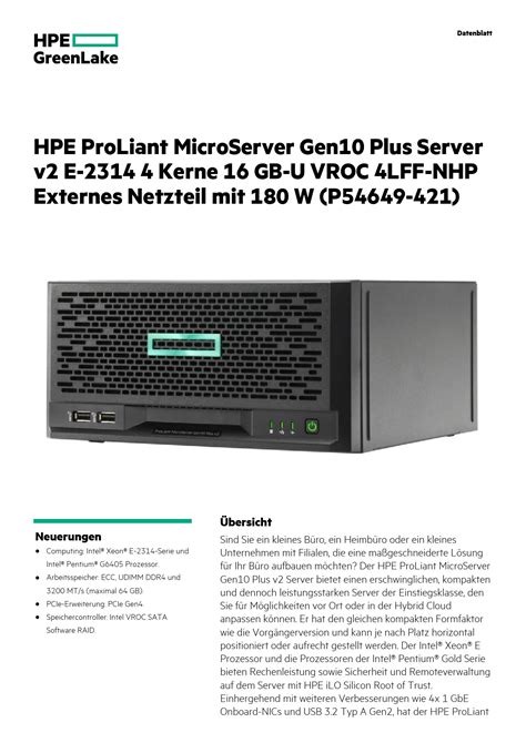 Hpe PROLIANT MICROSERVER GEN10 PLUS V2