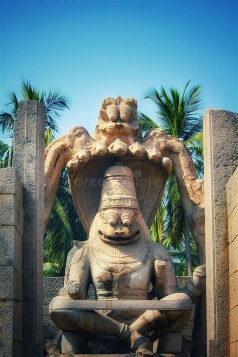 Sri Ugra Narasimha Statue Temple Hampi Stock Image Image Of Tourism