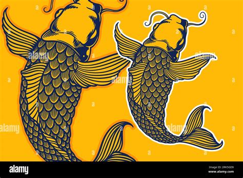 Golden Koi Fish Vector Illustration Cartoon Style Stock Vector Image
