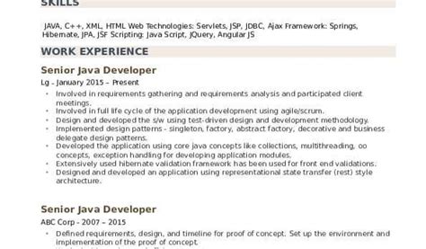 Java Resume Sample Senior Java Developer Resume Samples Qwikresume Williamson