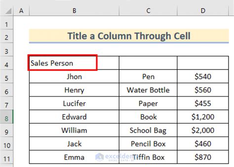 How To Title A Column In Excel Easy Methods ExcelDemy