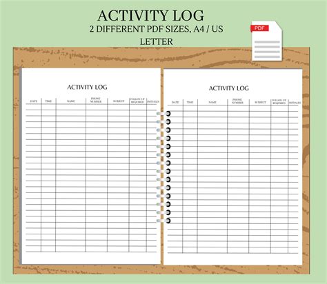 Activity Log Activity Tracker Template Activity And Follow Up Template Daily Activities