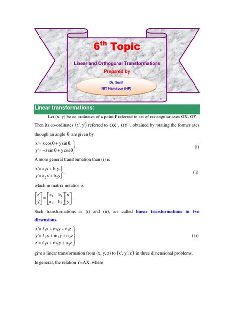 6linear And Orthogonal Transformations Pdf Matrix Mathematics