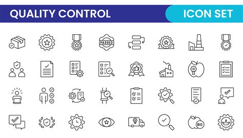 Quality Control Line Icon Set Included The Icons As Inspect Qa Qualify Quality Control