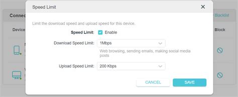how do i limit the speeds of devices connected to my network tp link