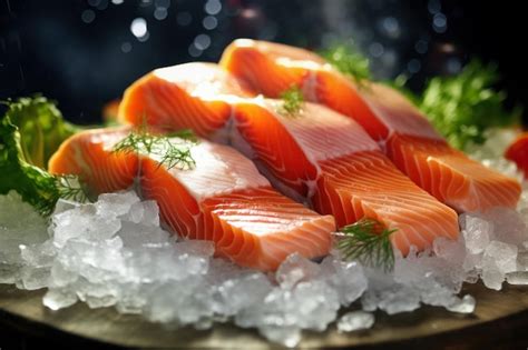 Premium Photo Chilled Salmon Fillet With Herbs Closeup Fresh Diet