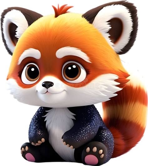 Adorable Red Panda Cub Sitting On Its Haunches Stock Illustration Illustration Of Cartoon