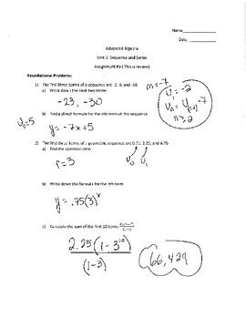 Sequence And Series Assignment Solutions By Mike Gulliford TPT