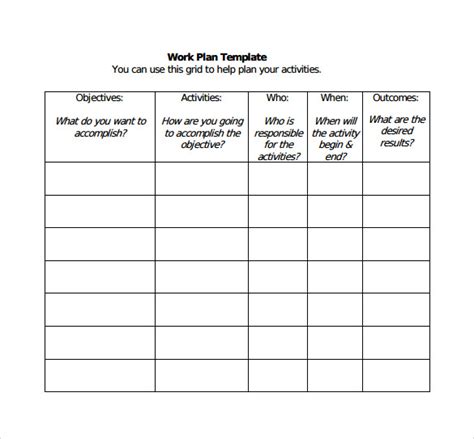 Work Plan Template Google Docs