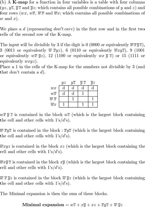 Use K Maps To Find A Minimal Expansion As A Boolean Sum Of B Quizlet
