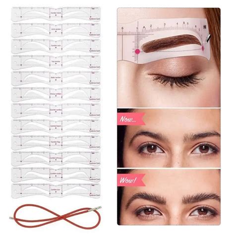 12pcs 재사용 가능한 눈썹 스텐실 세트 아이 브로우 Diy 드로잉 가이드 스타일링 쉐이핑 그루밍 템플릿 카드 Easy Makeup Beauty Kit아이브로우 인핸서