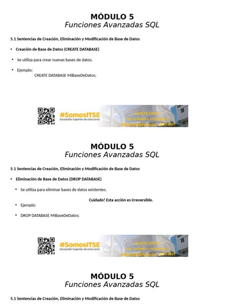 Módulo 5 Funciones Avanzadas Sql Pdf Sql Recuperación De