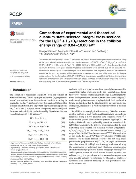 Pdf Comparison Of Experimental And Theoretical Quantum State Selected