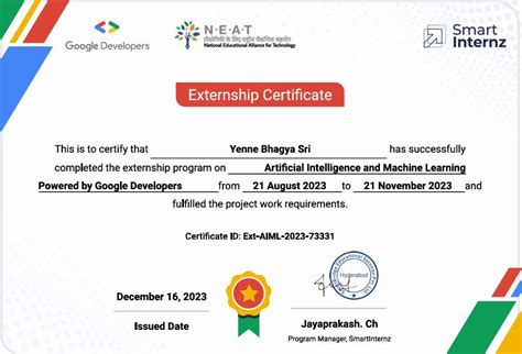 Bhagyasri Yenne On Linkedin Externshipsuccess Smartinternz