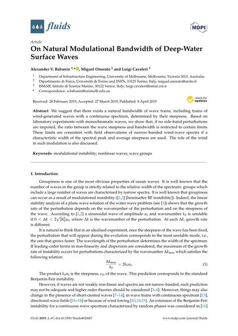 Pdf On Natural Modulational Bandwidth Of Deep Water Surface Waves