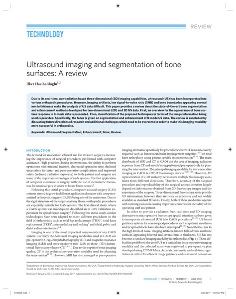 Pdf Ultrasound Imaging And Segmentation Of Bone Surfaces A Review