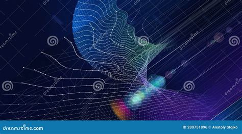 Abstract Background Radial Twisting Grid With Blurred Lines Big Data Technology Concept Data