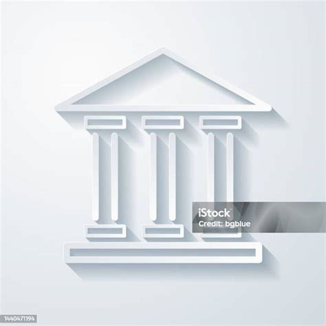 은행 법원 박물관 빈 배경에 종이 잘라내기 효과가 있는 아이콘 0명에 대한 스톡 벡터 아트 및 기타 이미지 0명 3차원 형태 개념 Istock
