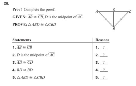 Solved А Proof Complete the proof GIVEN AB CB D is Chegg